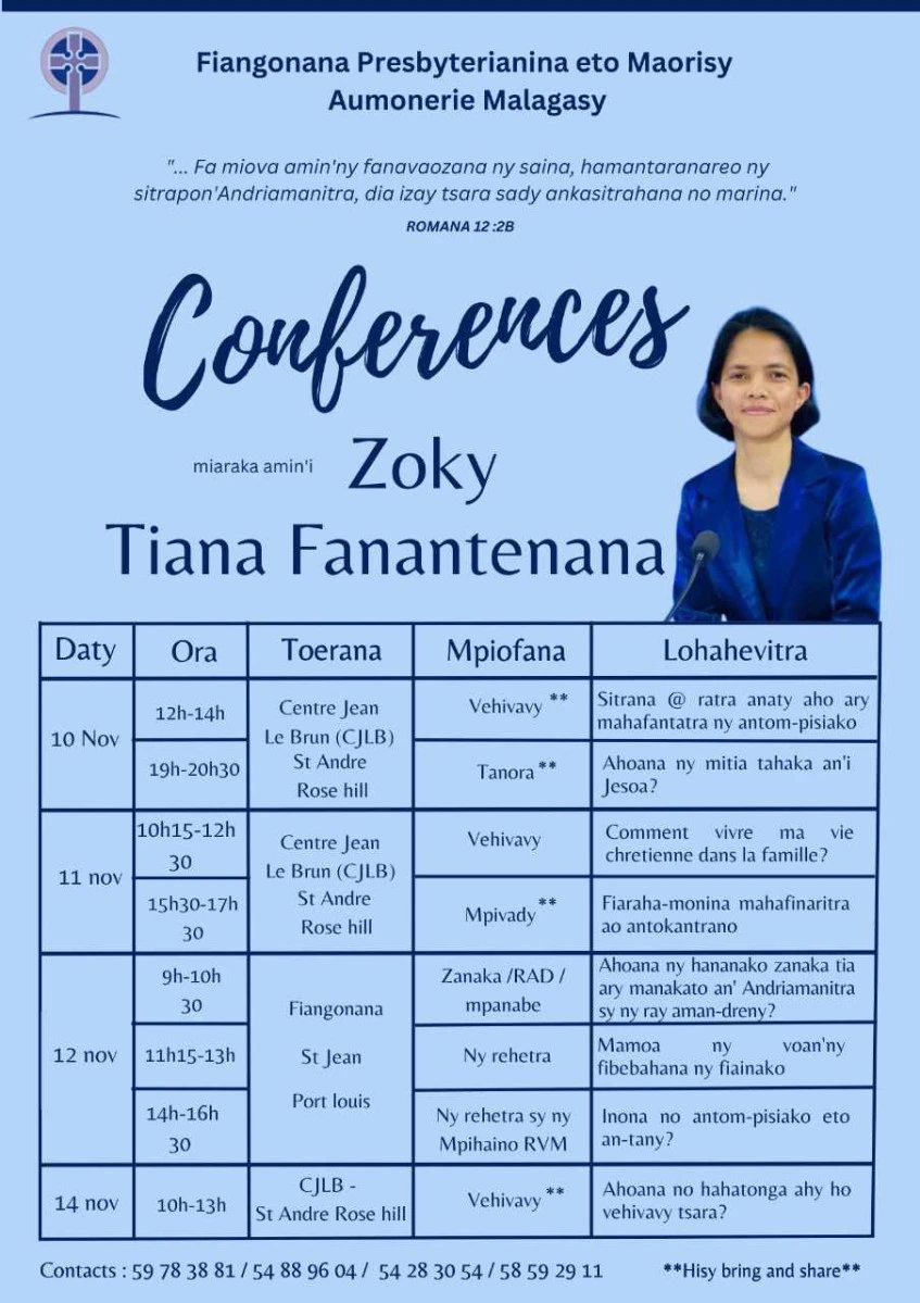 Conferences miaraka amin'i Zoky Tiana Fanantenana - Ny Fiangonana ... Conferences miaraka amin'i Zoky Tiana Fanantenana - Ny Fiangonana ...